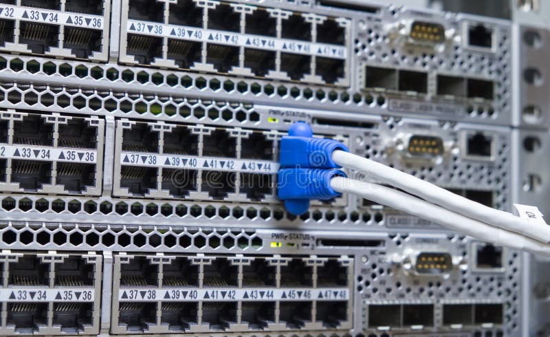 Lan Utp Cable Plug in Network Switch Stock Photo - Image of servers ...