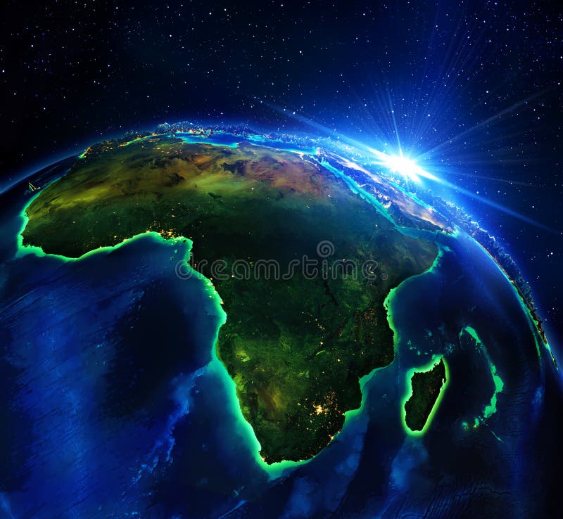 Land Area in Africa, the Night Stock Illustration - Illustration of ...