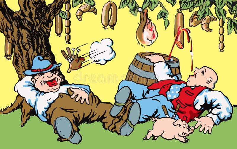 The Land of Cockaigne stock vector. Illustration of laziness - 77773586