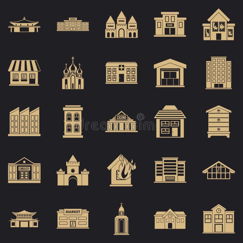 Land Development Icons Set, Simple Style Stock Vector - Illustration of ...