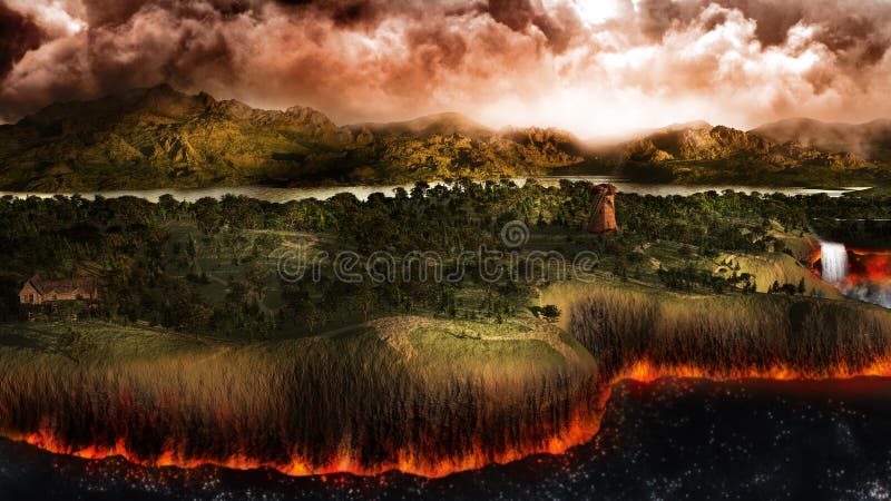 Land at the End of the World Stock Illustration - Illustration of ...