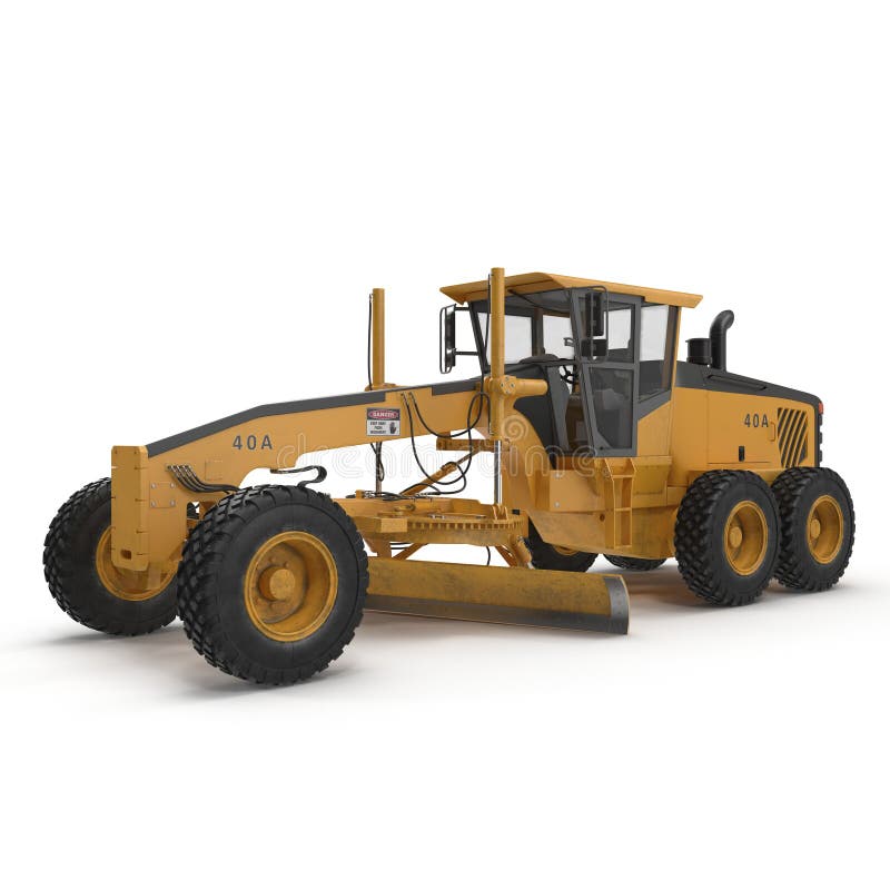 Motor Grader In Outline Style. Wire-frame Line Isolated. Vector ...