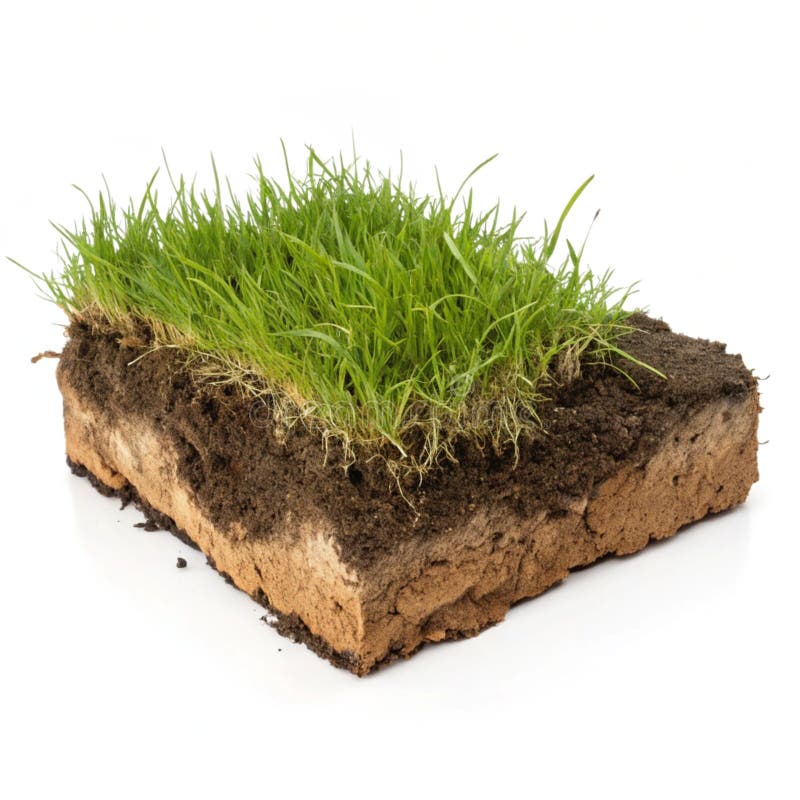 Land with Grass and Soil Isolated on White Background Stock ...