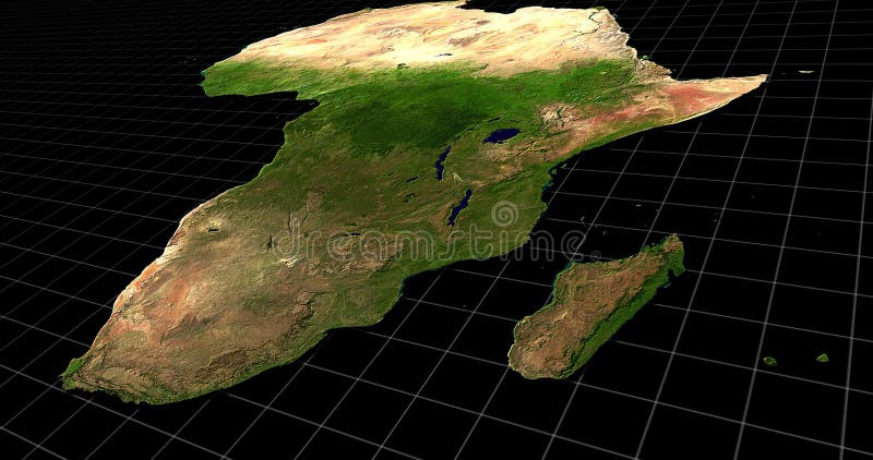 Land, Grid and Continent or Map of Africa on Black Background, Data ...