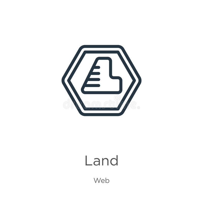 Land Icon. Thin Linear Land Outline Icon Isolated on White Background ...