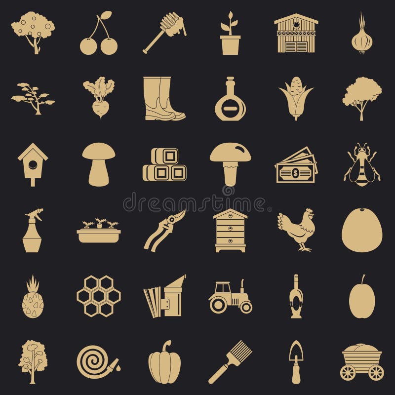 Land Icons Set, Simple Style Stock Vector - Illustration of farming ...