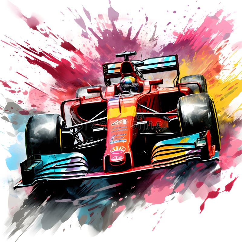 Land Jet Formula Car with Ink Paint Art, Generative Ai Stock ...