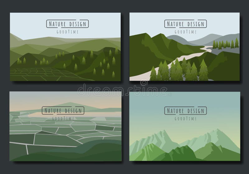 Landscape Illustration Set, Vector Banners Set Stock Vector ...