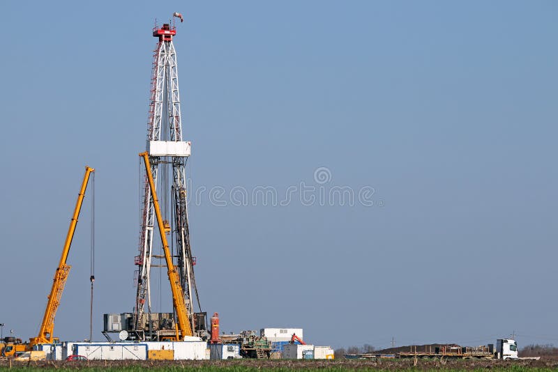 Oil Drilling Rig and Cranes Stock Image - Image of oilfield, industry ...