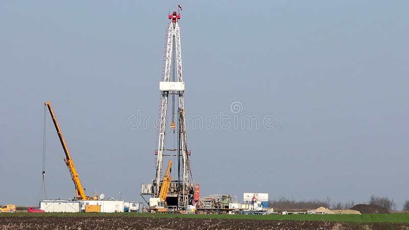 Onshore Land Drilling Oil Well Rig with Blue Sky in 4k 30 Fps Stock ...
