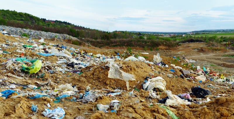 Land Polluted with Plastic Bags and Waste Stock Image - Image of large ...