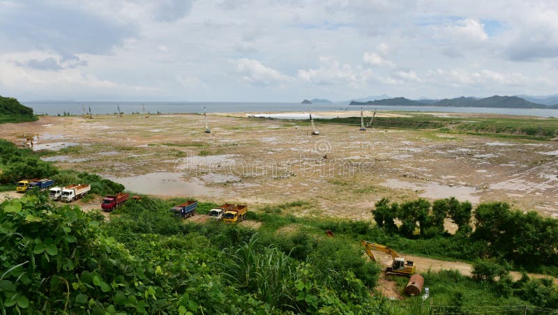 Land reclamation stock image. Image of seashore, work - 57147825