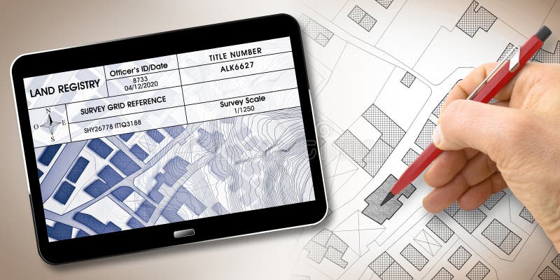 Land Registry Concept Image with an Imaginary Cadastral Map of ...