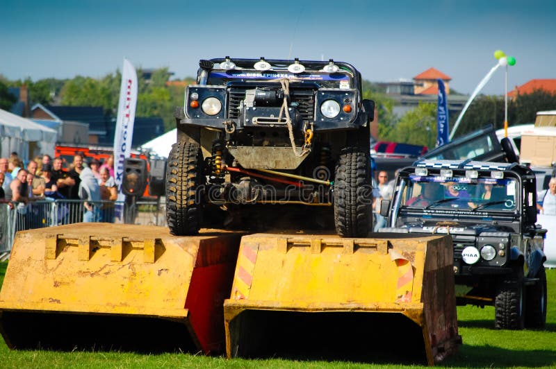 Land Rover Climbing Skips in Show Arena Editorial Stock Photo - Image ...
