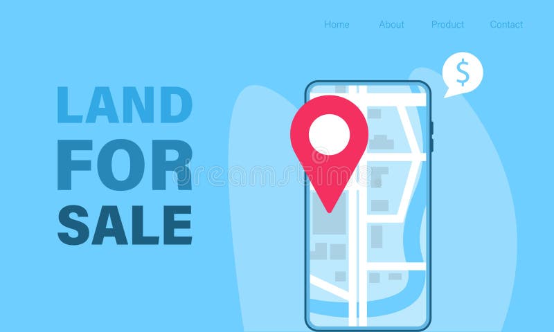 Land for Sale Monocolor Banner. Point on the Map Stock Vector ... Land for Sale Monocolor Banner. Point on the Map Stock Vector ...