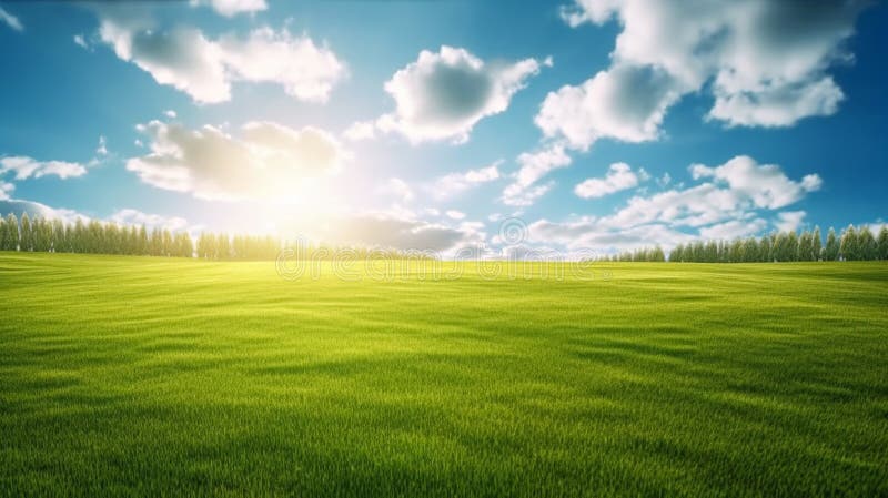 Land Scape Image of Extensive Lawn. Generative Ai Stock Illustration ...