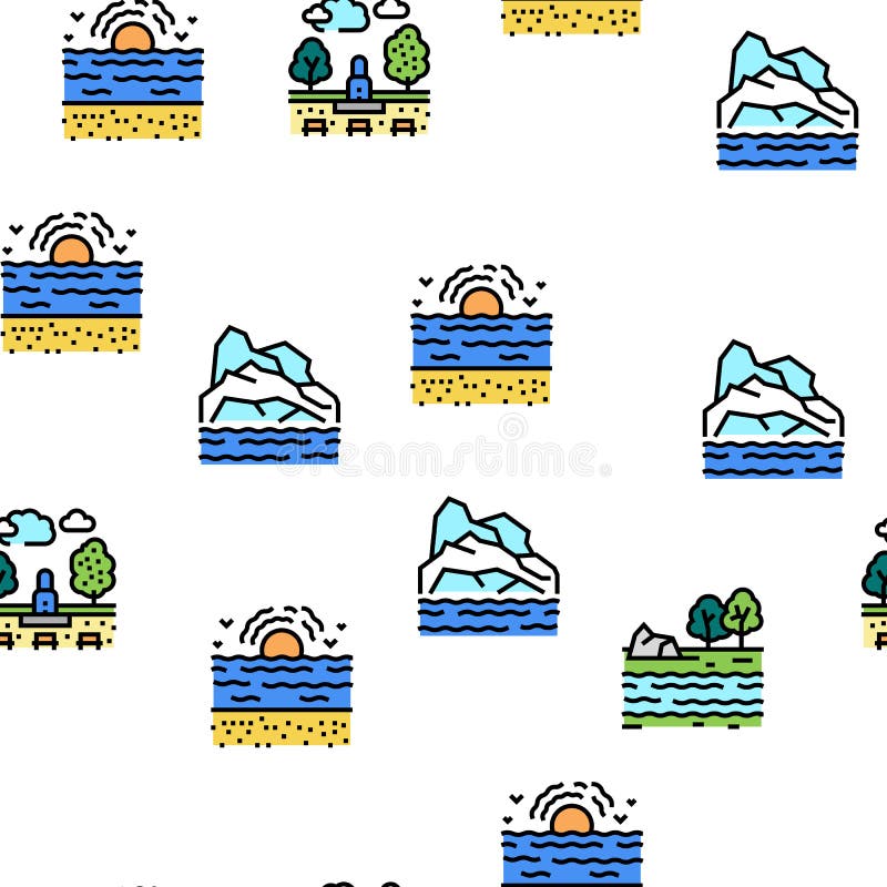 Land Scape Nature Vector Seamless Pattern Stock Vector - Illustration ...