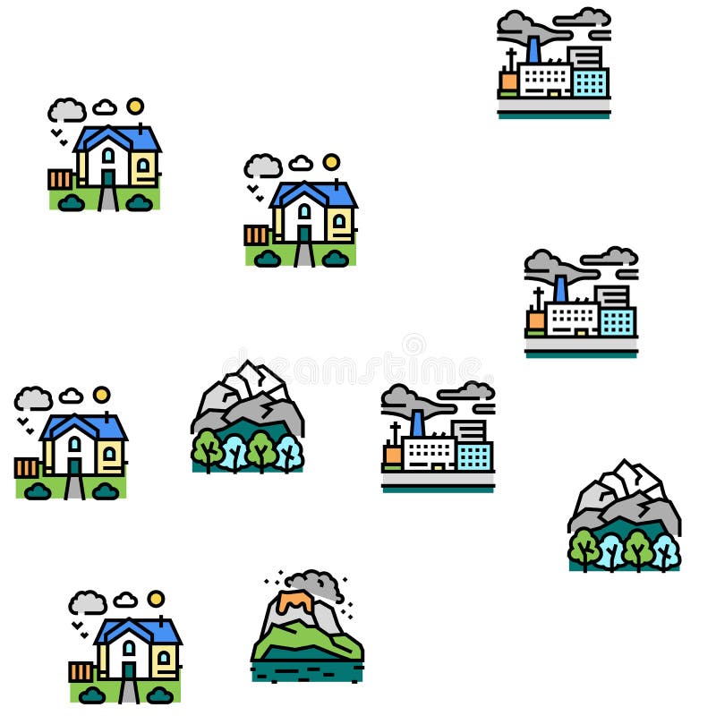 Land Scape Nature Vector Seamless Pattern Stock Vector - Illustration ...