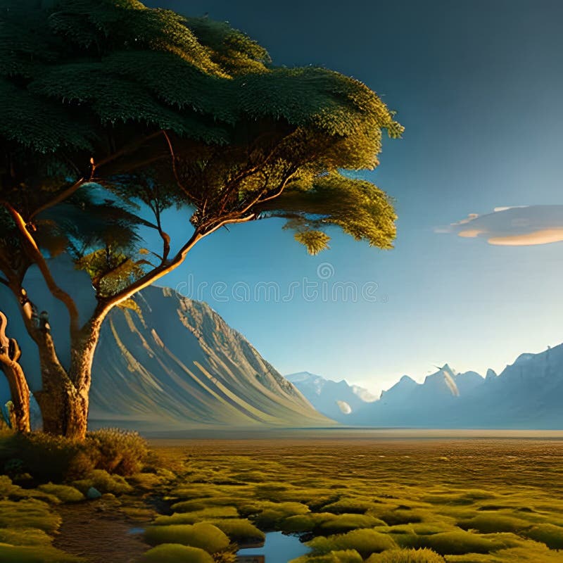 Land scape wallpaper print stock illustration. Illustration of morning ...