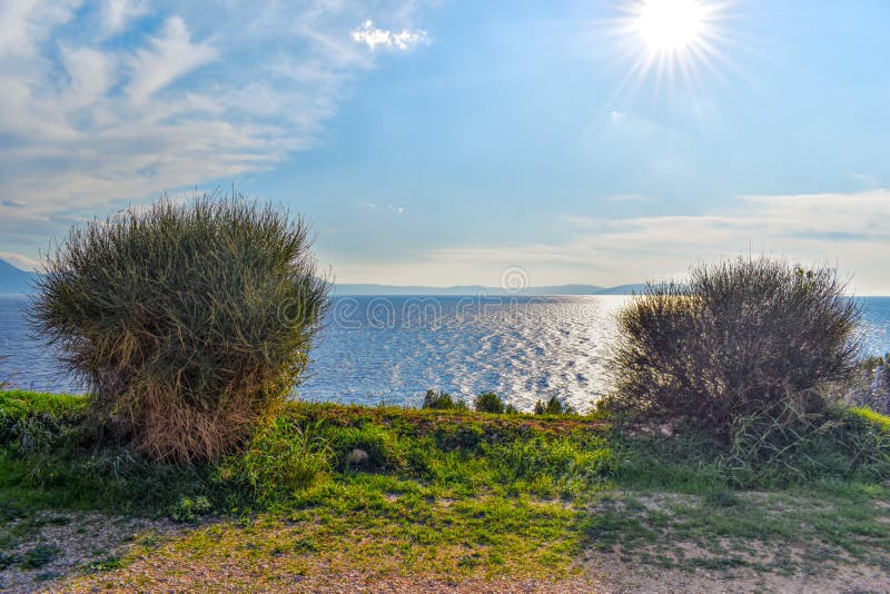 The Land, the Sea, and the Sky Stock Image - Image of coast, shore ...