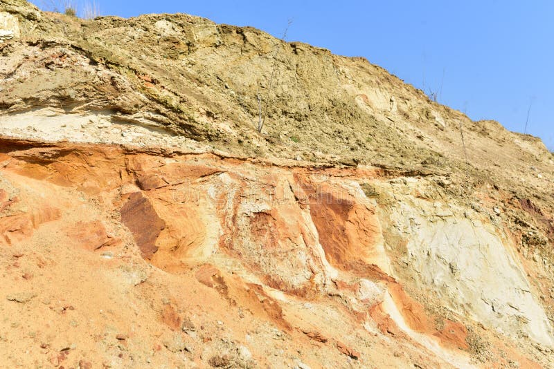 Land Structure in Open Pit Mining. Ground Background in Quarry. Rock ...