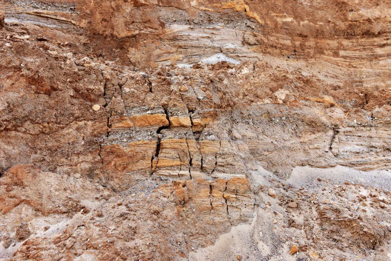 Land Structure in Open Pit Mining. Ground Background in Quarry. Rock ...