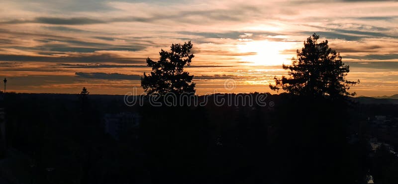 Land Sunset stock image. Image of light, dusk, trees - 242939797