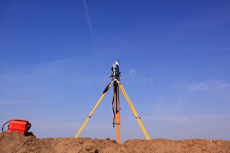 Land Surveyor Total Station Stock Photo - Image of field, global: 19319364