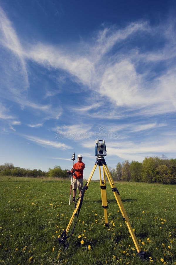 Land Surveyor Working with GPS Stock Photo - Image of theodolite ...