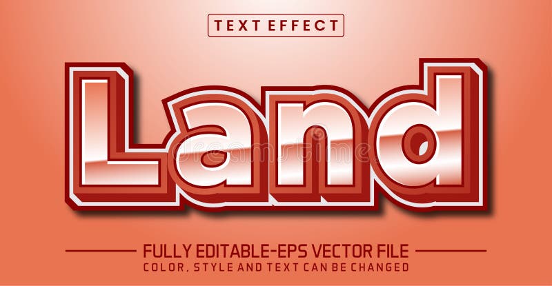 Land Text Editable Style Effect Stock Vector - Illustration of typeface ...
