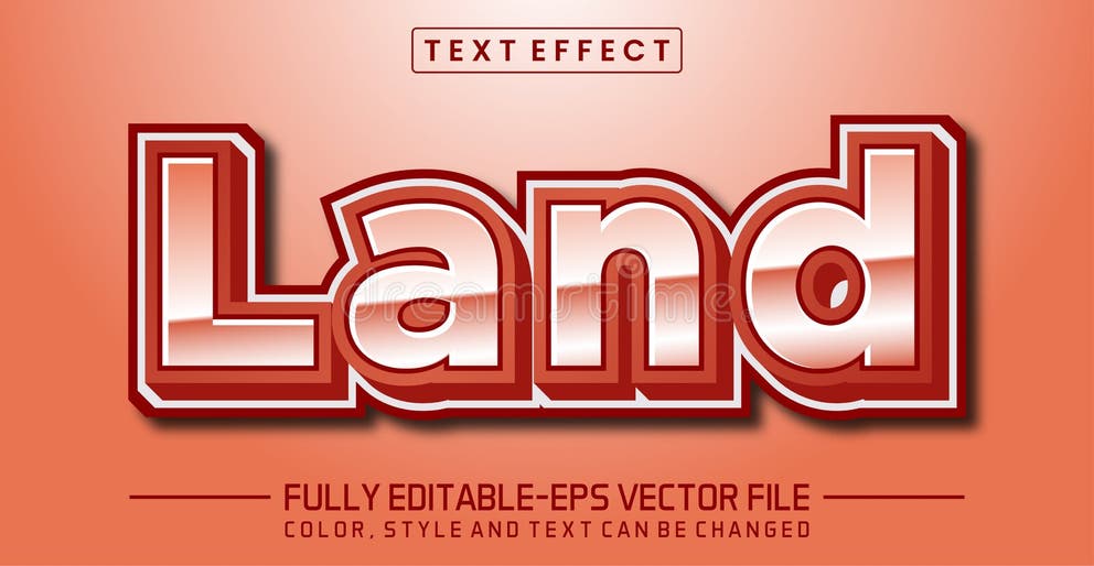 Land Text Editable Style Effect Stock Vector - Illustration of typeface ...