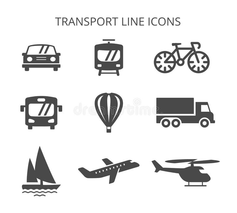 Icons Land Air Water Transport Stock Illustrations – 116 Icons Land Air ...