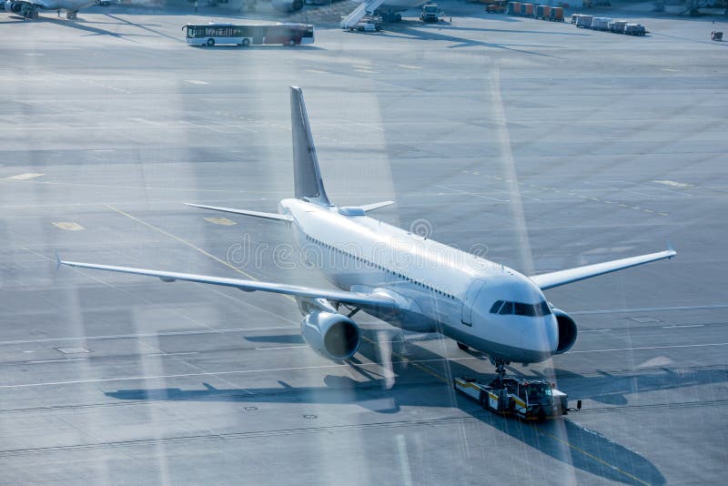 Landed Airplane Rolling on Taxiway Stock Image - Image of aircraft ...