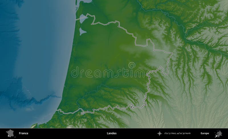 Landes Outlined, France. Physical Stock Illustration - Illustration of ...