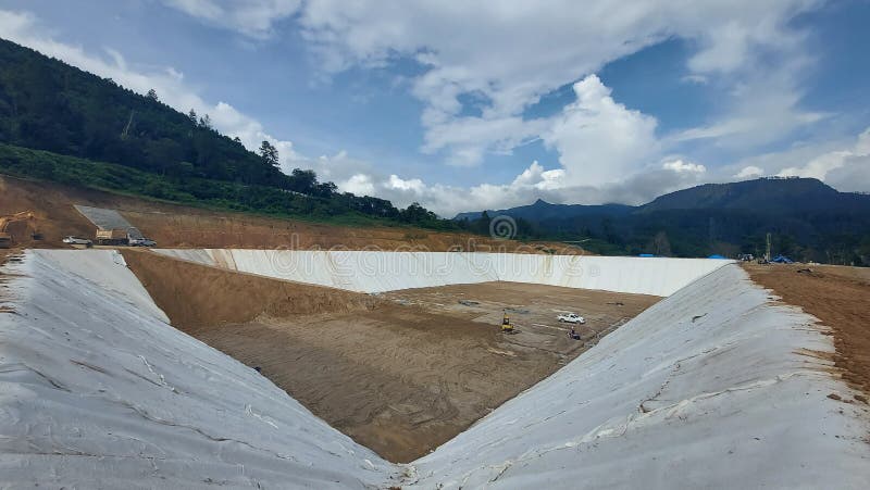 Landfill Construction Project Stock Image - Image of reservoir, water ...