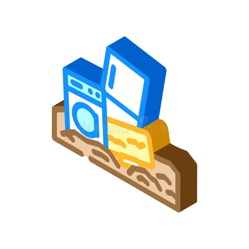 Landfill Electronic E Waste Pollution Isometric Icon Vector ...