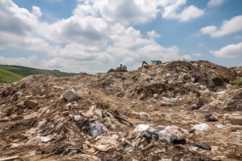 Landfill with Newly Arrived Trash, Ready for Sorting Stock Illustration ...