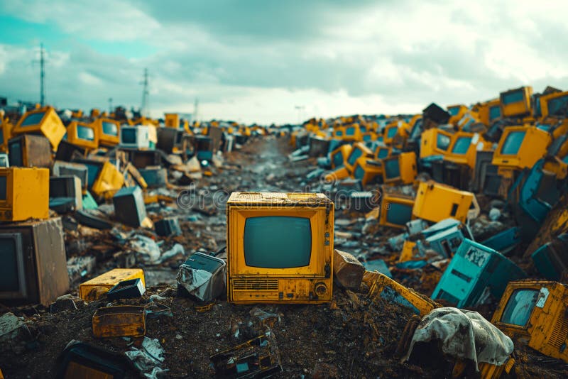 A Landfill Overflowing with Discarded Electronics and Packaging Waste ...