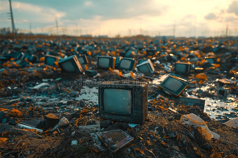 A Landfill Overflowing with Discarded Electronics and Packaging Waste ...