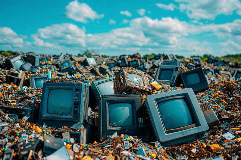 Landfill Overflowing with Discarded Electronics and Plastic Waste Stock ...
