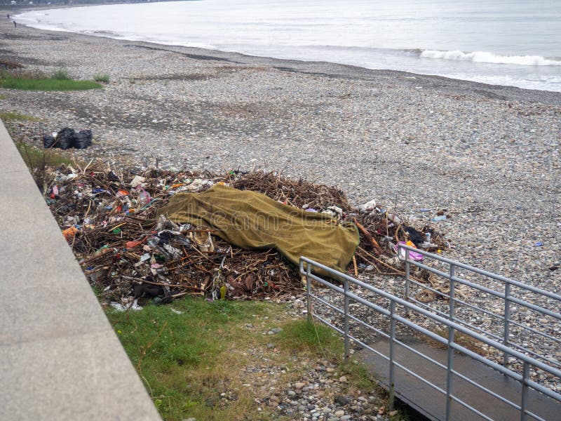 Landfill on the Seashore. Depressive Mood Stock Image - Image of beach ...