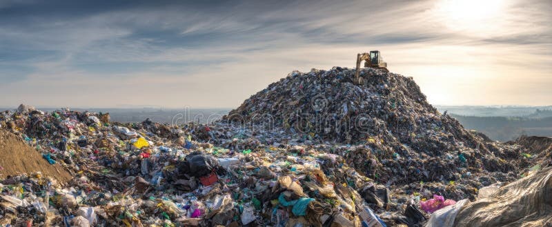The Landfill Site Showcasing a Massive Pile of Waste Under a Cloudy Sky ...