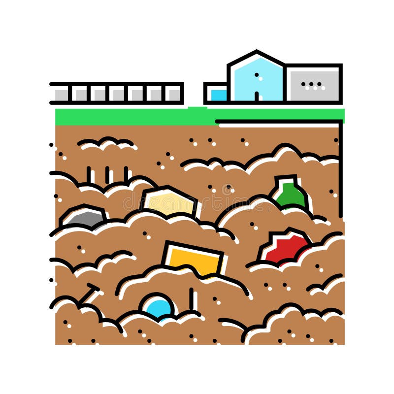 Landfill Waste Sorting Color Icon Vector Illustration Stock ...
