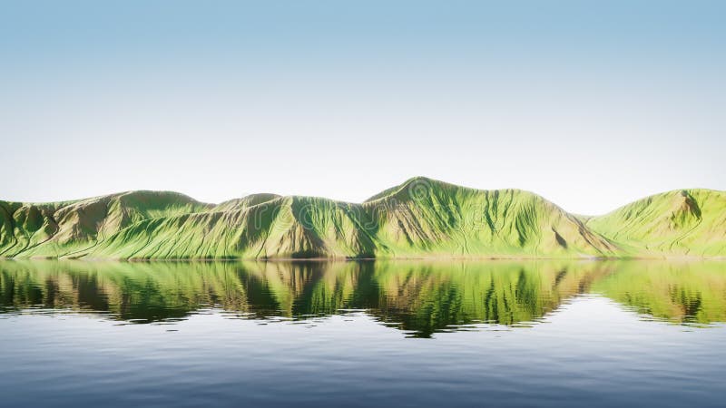 Landforms and Lake in the Nature, 3d Rendering Stock Video - Video of ...