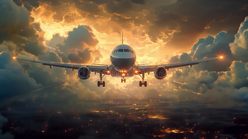 Landing Animation: Scene Captures the Controlled Descent of an Aircraft ...