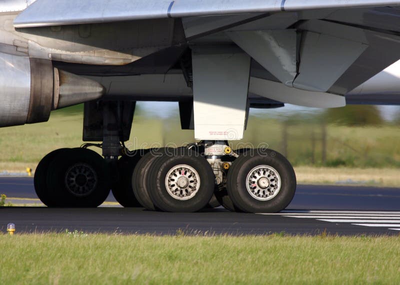 Landing Gear, Wheels, on the Runway, Close Up Stock Photo - Image of ...