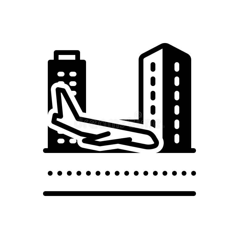 Black Solid Icon for Landing, Alighting and Arrival Stock Vector ...