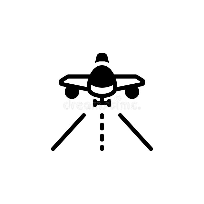 Black Solid Icon for Landing, Aircraft and Plane Stock Vector ...
