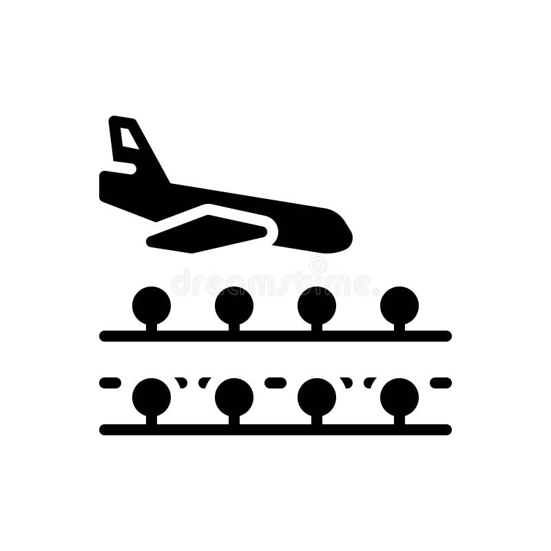 Black Solid Icon for Landing, Plane and Travel Stock Illustration ...