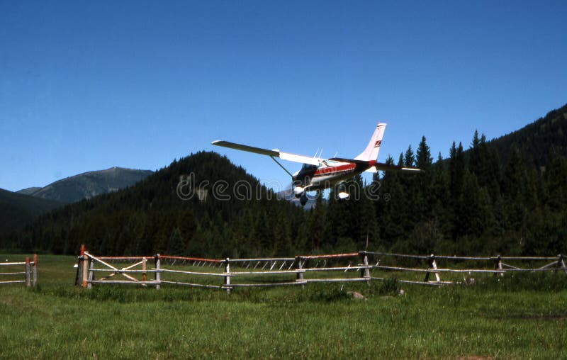 Landing on Mountain Airstrip Stock Image - Image of hunting, grass: 4713399